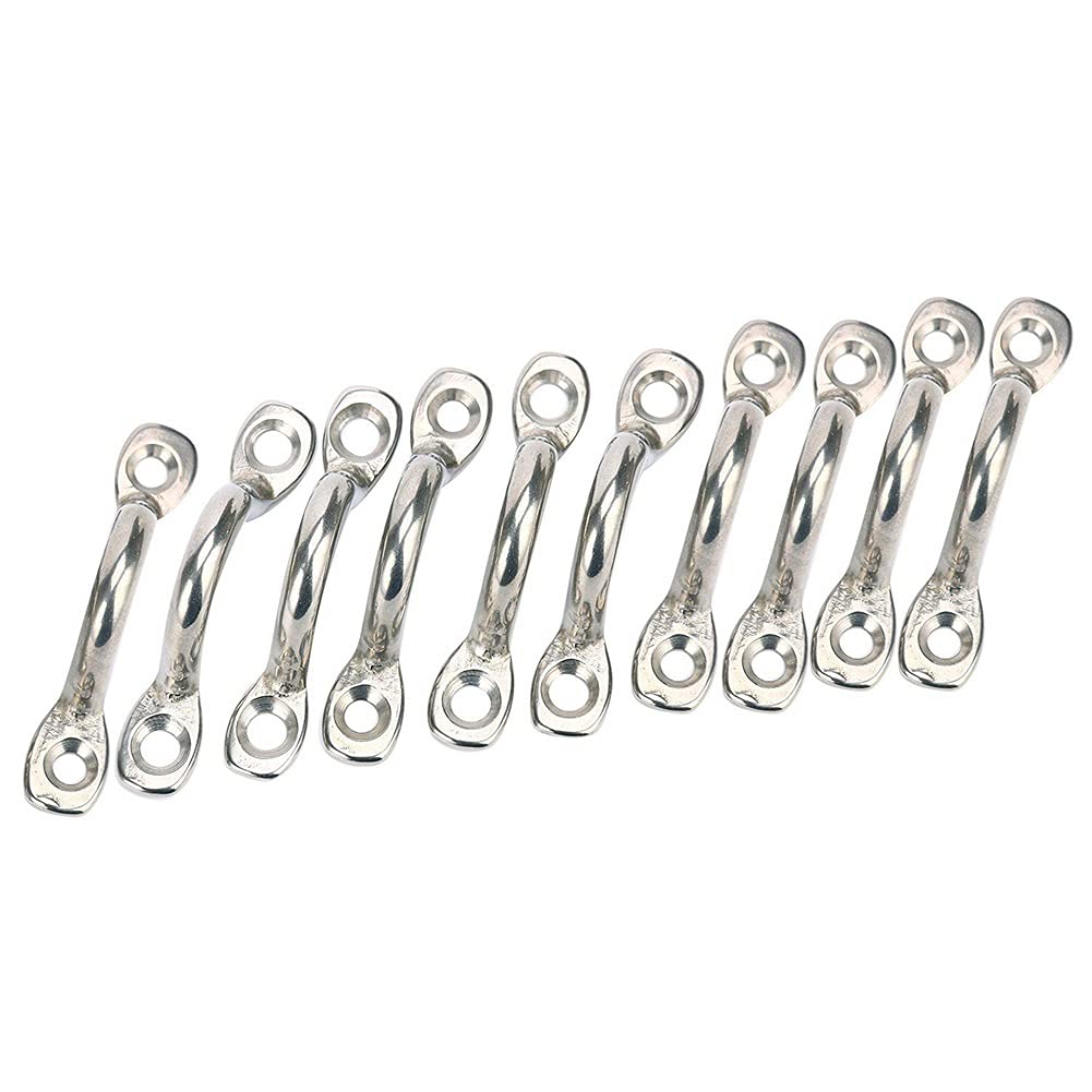 LMMDDP 10pcs 316 stainless steel Pull buckle Heavy Duty M5 53 mm Pad Eye Plates Staple Ring Hook boat or canoe rigging