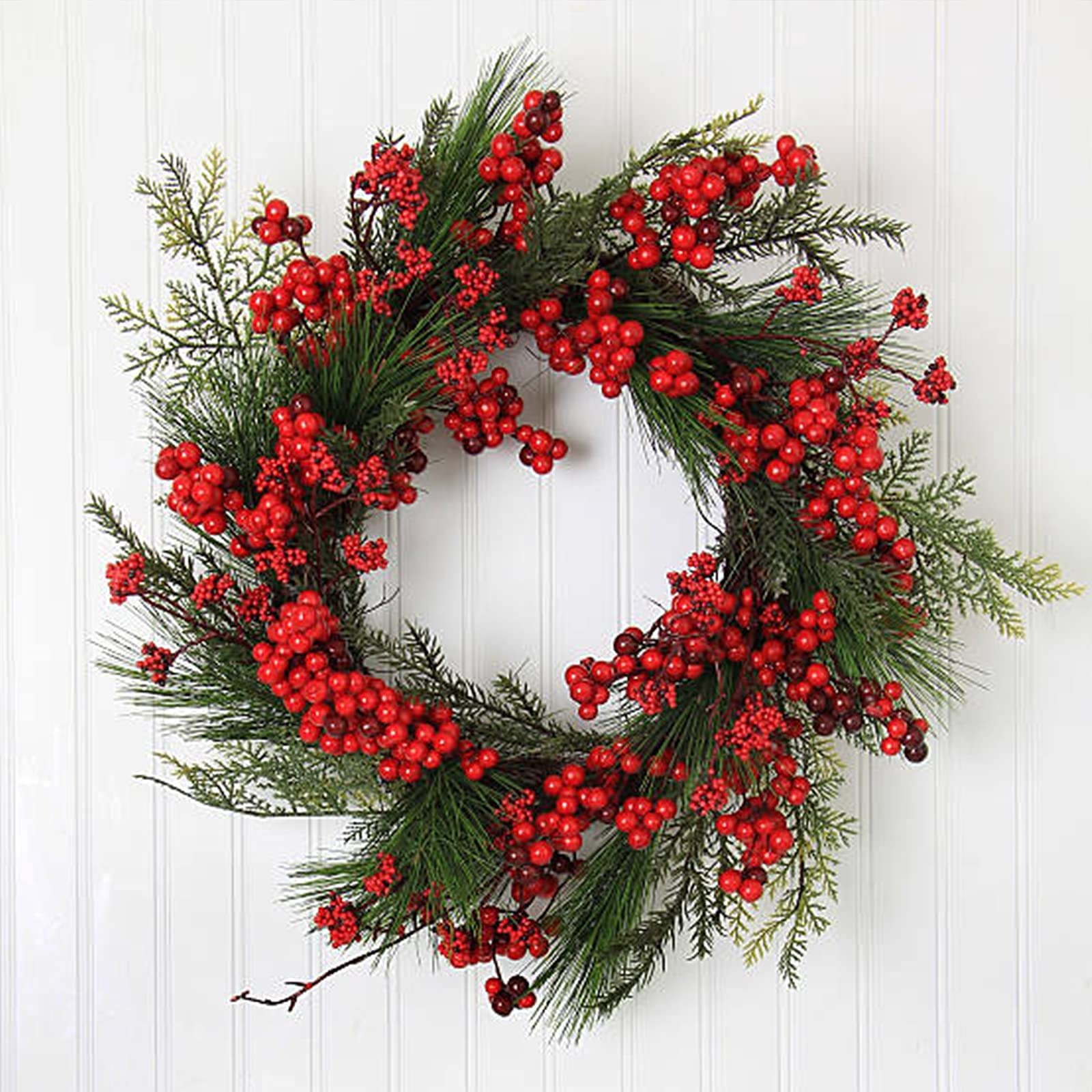 GREENTIME 16 Pack Artificial Red Berry Stems Holly for Christmas Tree Decorations for Crafts, Holiday and Home Decor