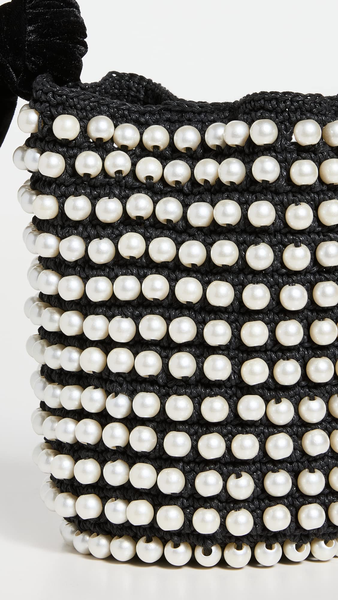Lele Sadoughi Women's Beatrix Pearl Crochet Bag, Jet, Black, Off White, One Size