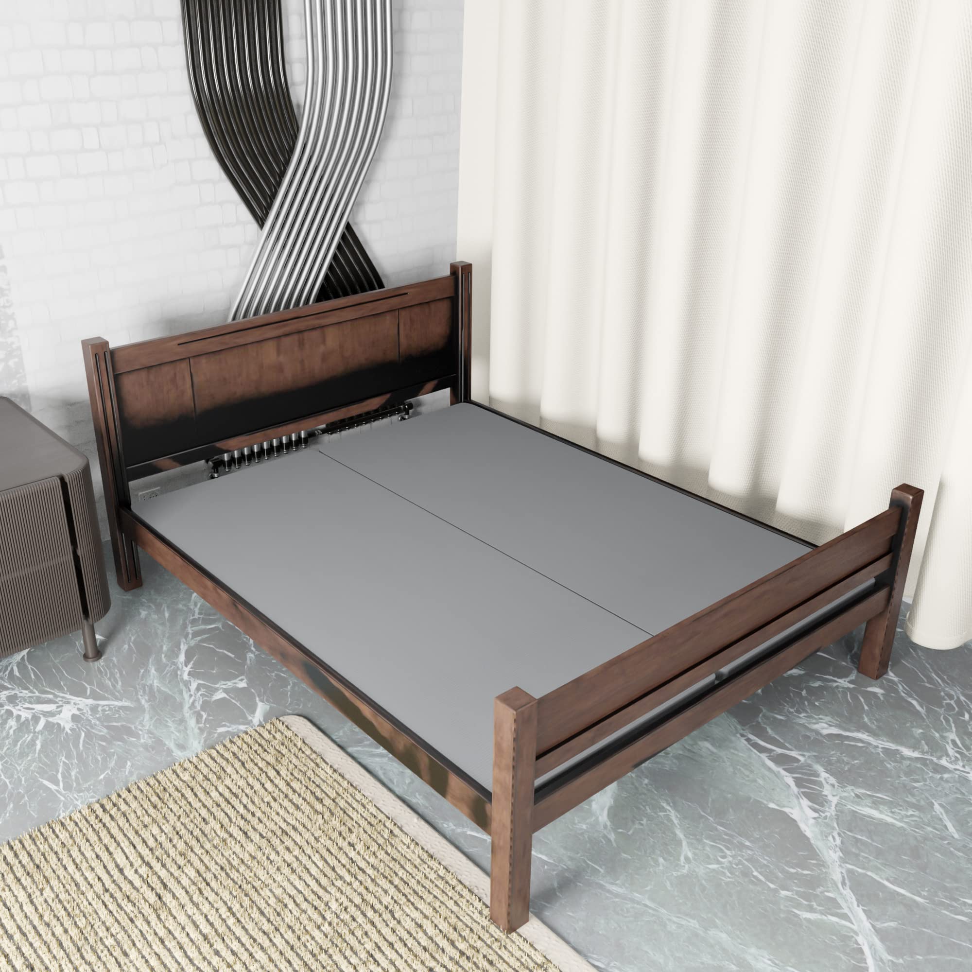 Treaton,1.5-Inch Split Fully Assembled Bunkie Board for Mattress/Bed Support, Twin, Grey
