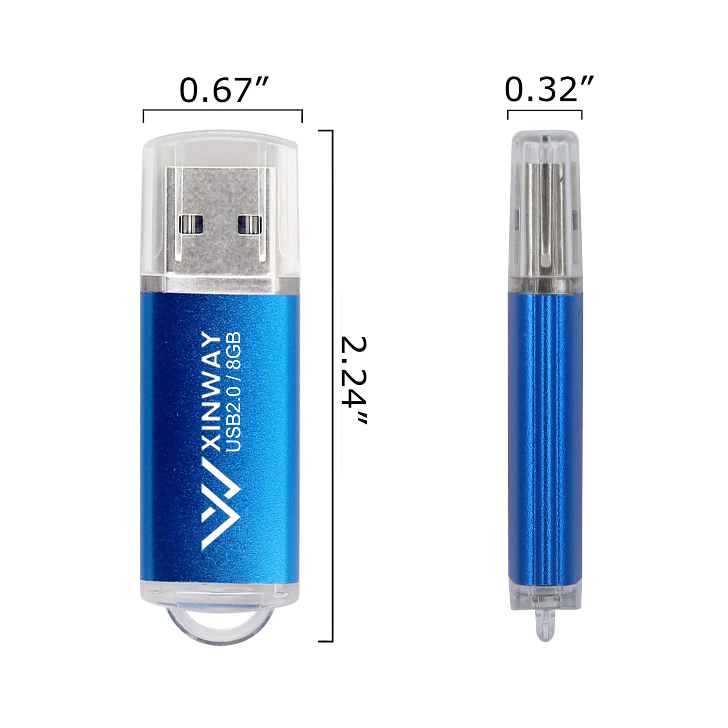 XINWAY 32GB USB 2.0 Flash Drives Thumb Drives Memory Stick Jump Drive Zip Drive, 2 Pack Mixed Colors: Black Blue