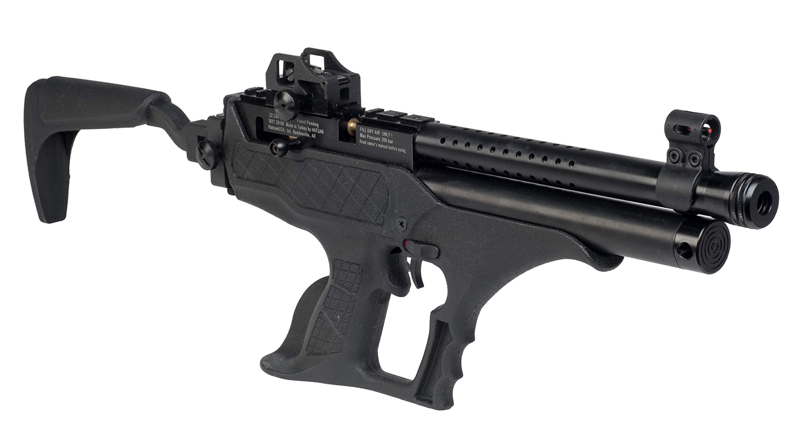 Hatsan Sortie Tact Semi-Auto PCP Synthetic .25 Cal Air Pistol with Wearable4U 100x Paper Targets and 150x .25cal Pellets Bundle