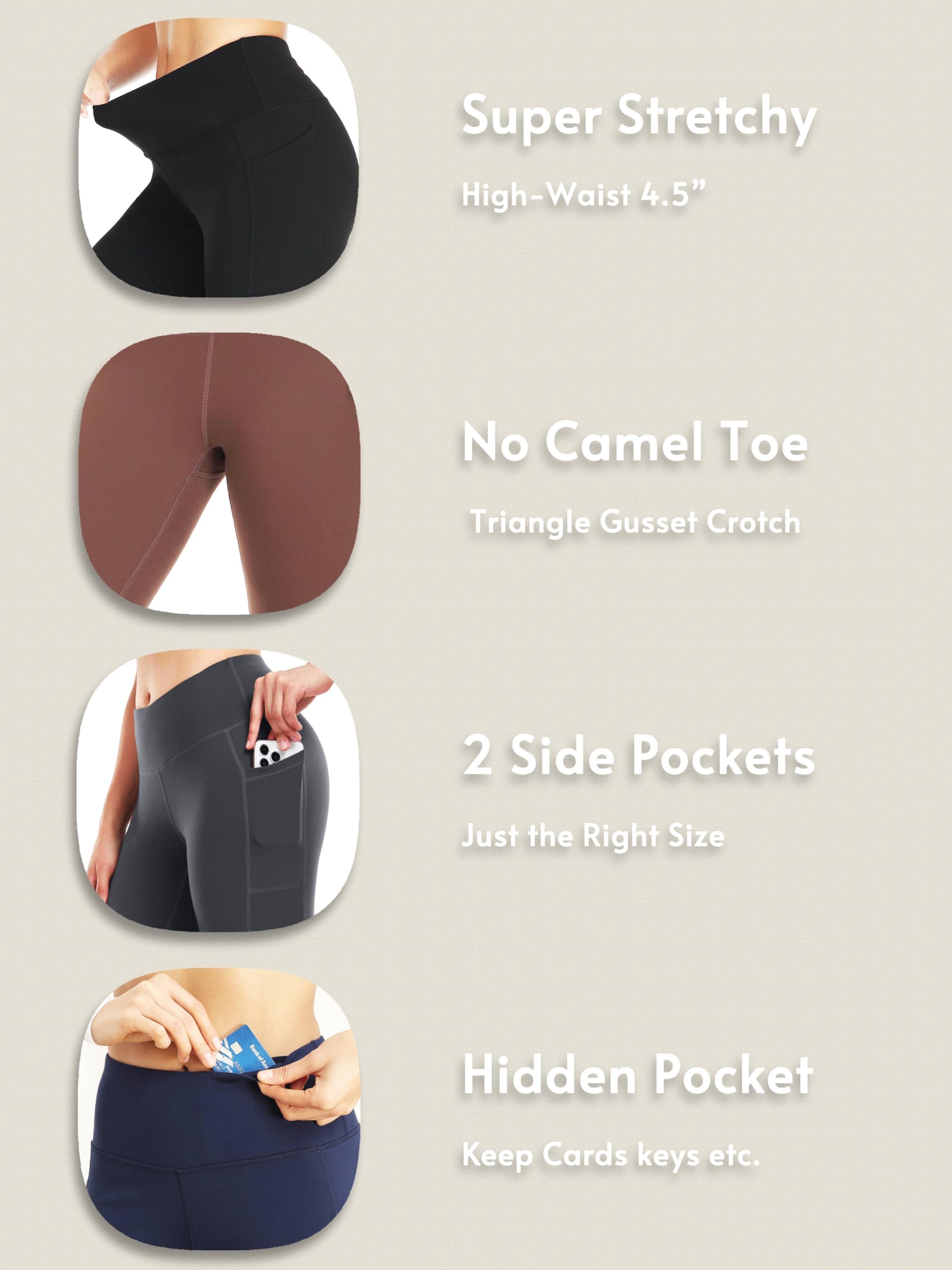 LegEnd Women's Buttery Soft Spandex Leggings High Waist Squat Proof 27" Yoga Pants with Pockets Black