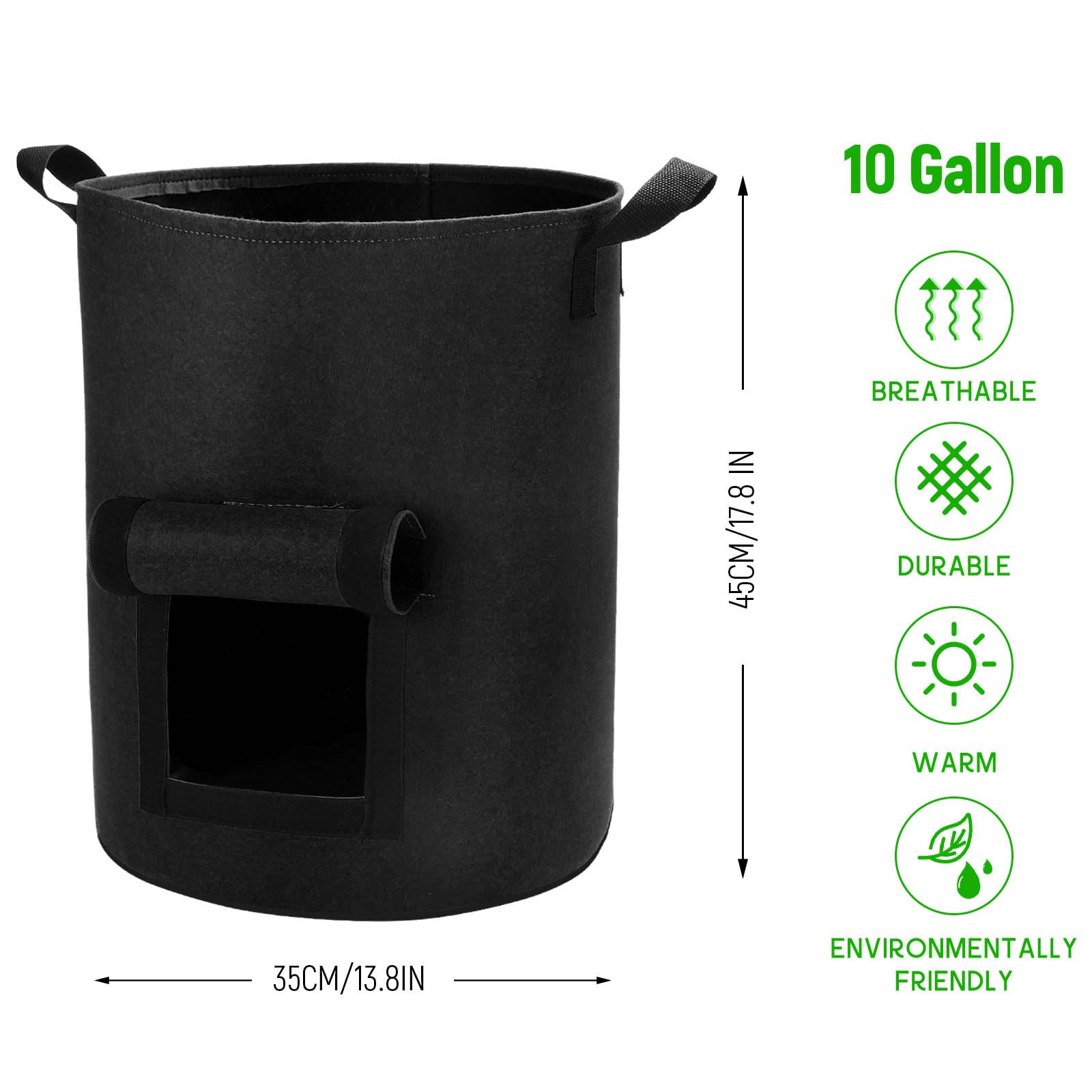 Lyincat 4 Pack 10 Gallon Potato Grow Bags with Flap and Handles, Heavy Duty Fabric Pots for Planting Potato,Carrots