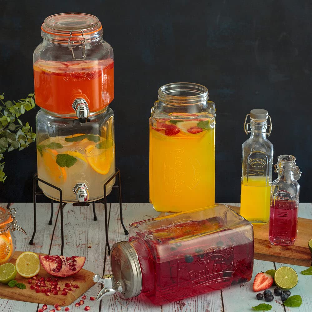 Kilner 25.004 Stackable Jar Set with Taps and Stand, Clear/Transparent, 5.2 Litre