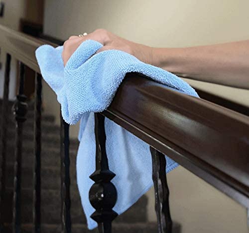 The Rag Company - Premium All-Purpose Microfiber Terry Cleaning Towels - Commercial Grade, Highly Absorbent, Lint-Free, Streak-Free, Kitchens, Bathrooms, 365gsm, 12in x 12in, Light Blue (12-Pack)