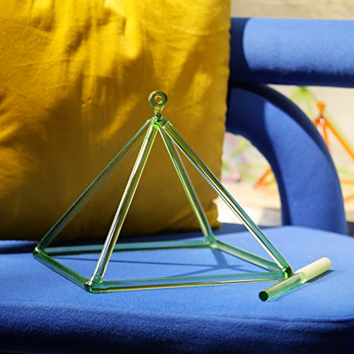 Joysense Green Quartz Crystal Singing Pyramid 9 inch With Crystal Singing Bowl Striker and Carrying Case