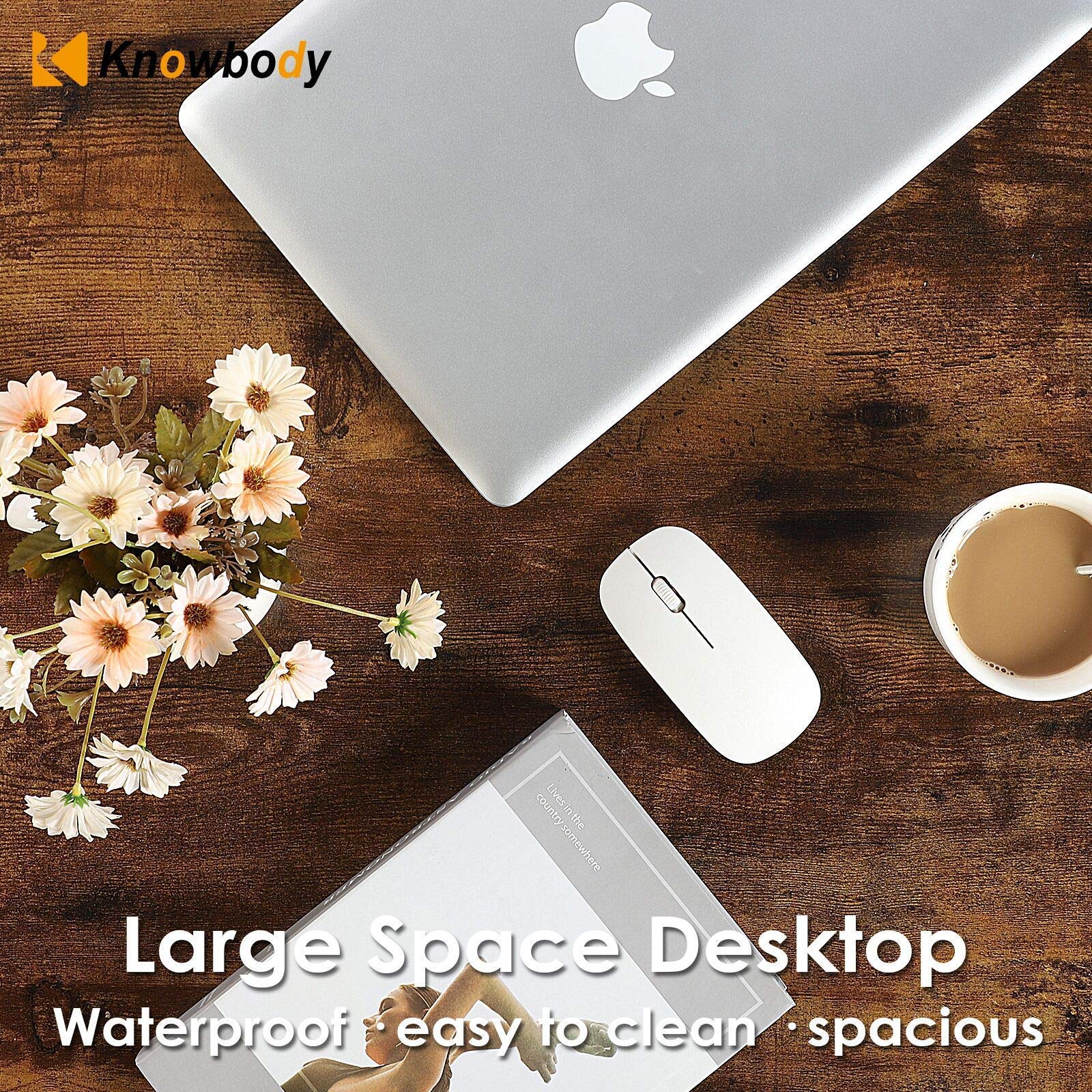K Knowbody Home Office Desk, 39.4" Computer Desk Small Writing Desk Modern Simple Style Desk Sturdy Work Table for Home Office with Black Metal Frame