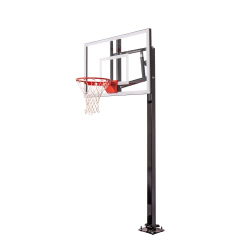 Goalsetter Elite Plus 54β Tempered Glass Backboard In-Ground Basketball Hoop - HD Breakaway Rim, Black (TS44154G3)