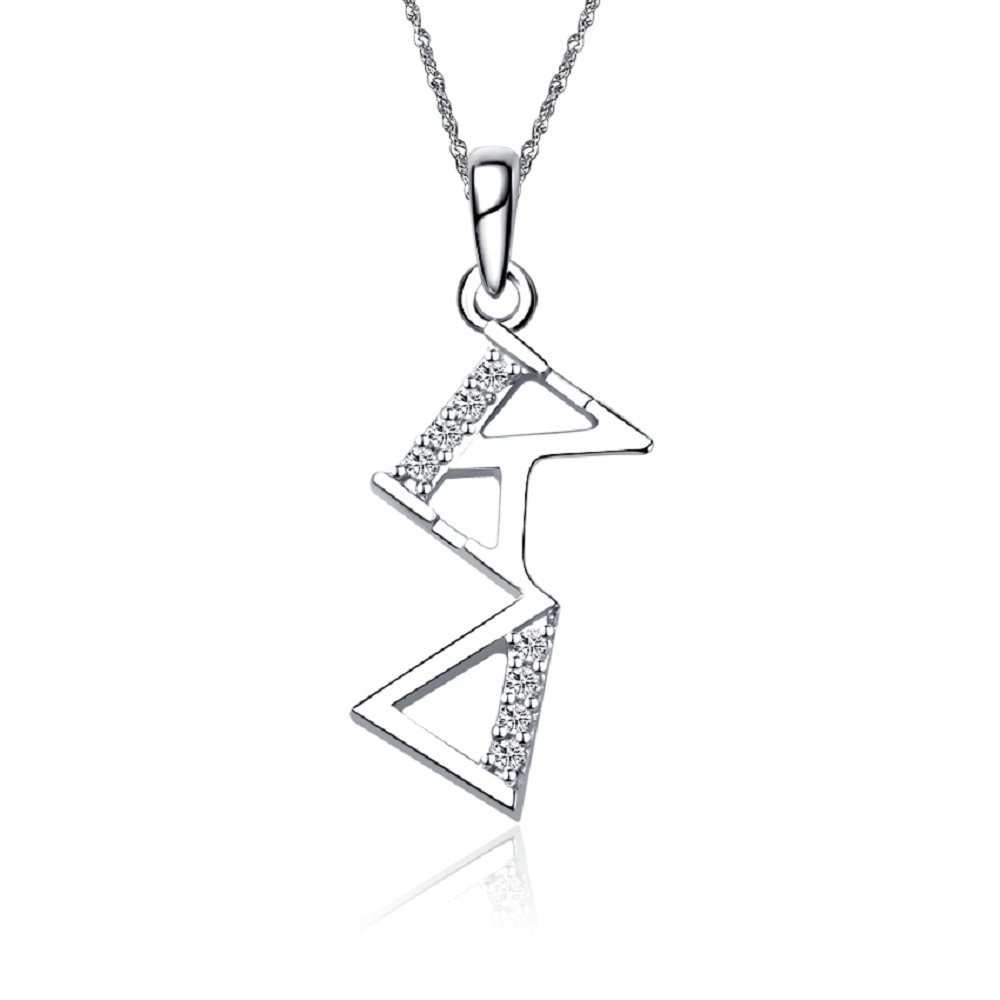 Greek Star Kappa Delta Diagonal Silver Lavalier (KD-P002)