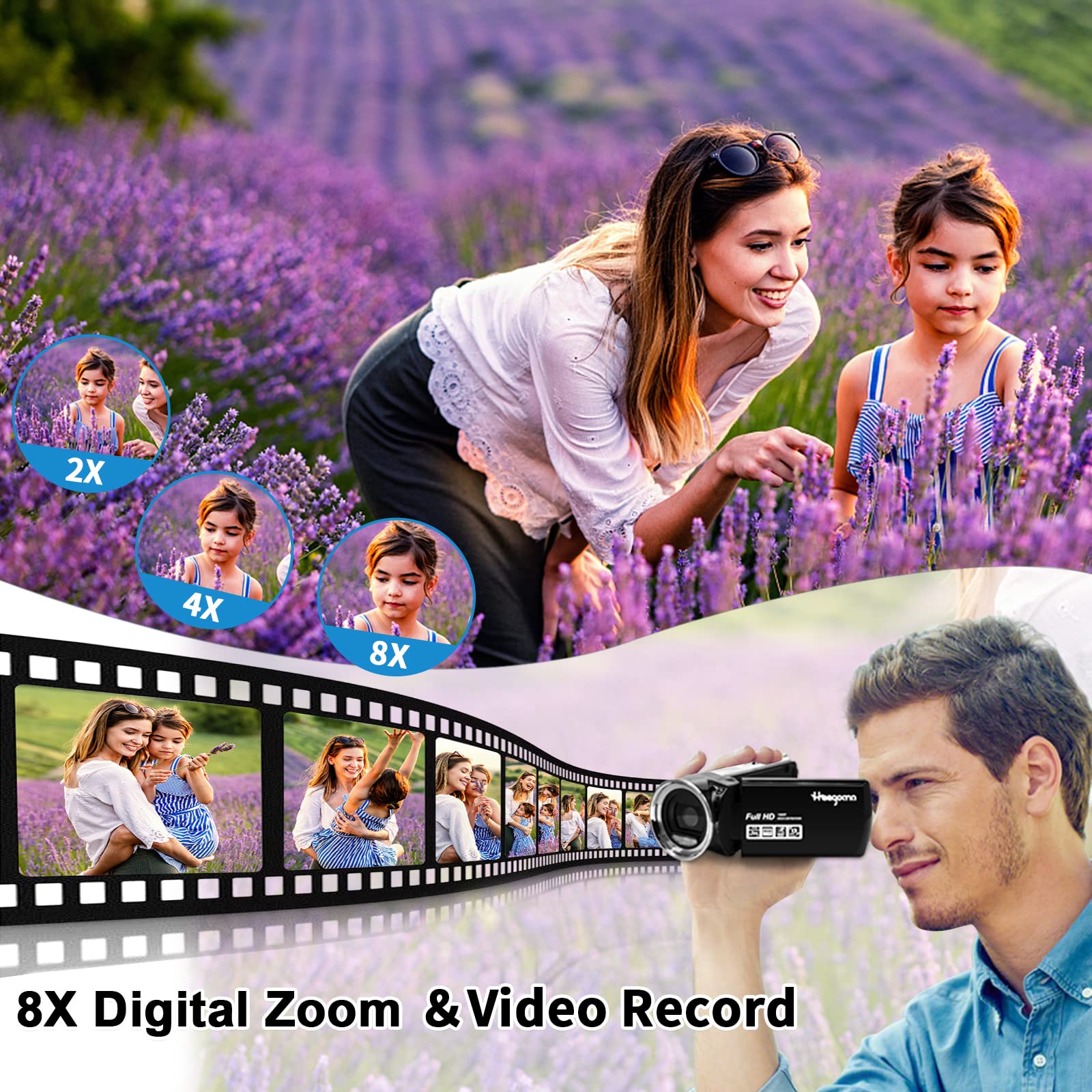 Heegomn Video Camera Camcorder 1080P 36MP Video Recorder Camera Vlogging Camera for YouTube TikTok Digital Camera Recorder Kids Camcorder with 2.8" LCD Screen,8X Digital Zoom for Teens Beginners