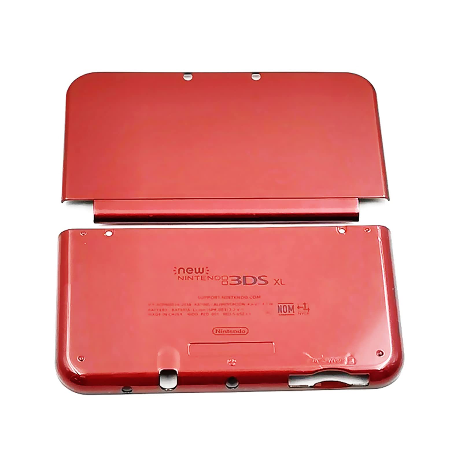 New3DS XL Case Shell Top & Bottom Coverplate Red Replacement, for Nintendo New 3DS XL LL New3DSXL Handheld Game Console, Outer Housing A/E Faceplate Casing Cover Plates 2 PCS Set Spare Parts
