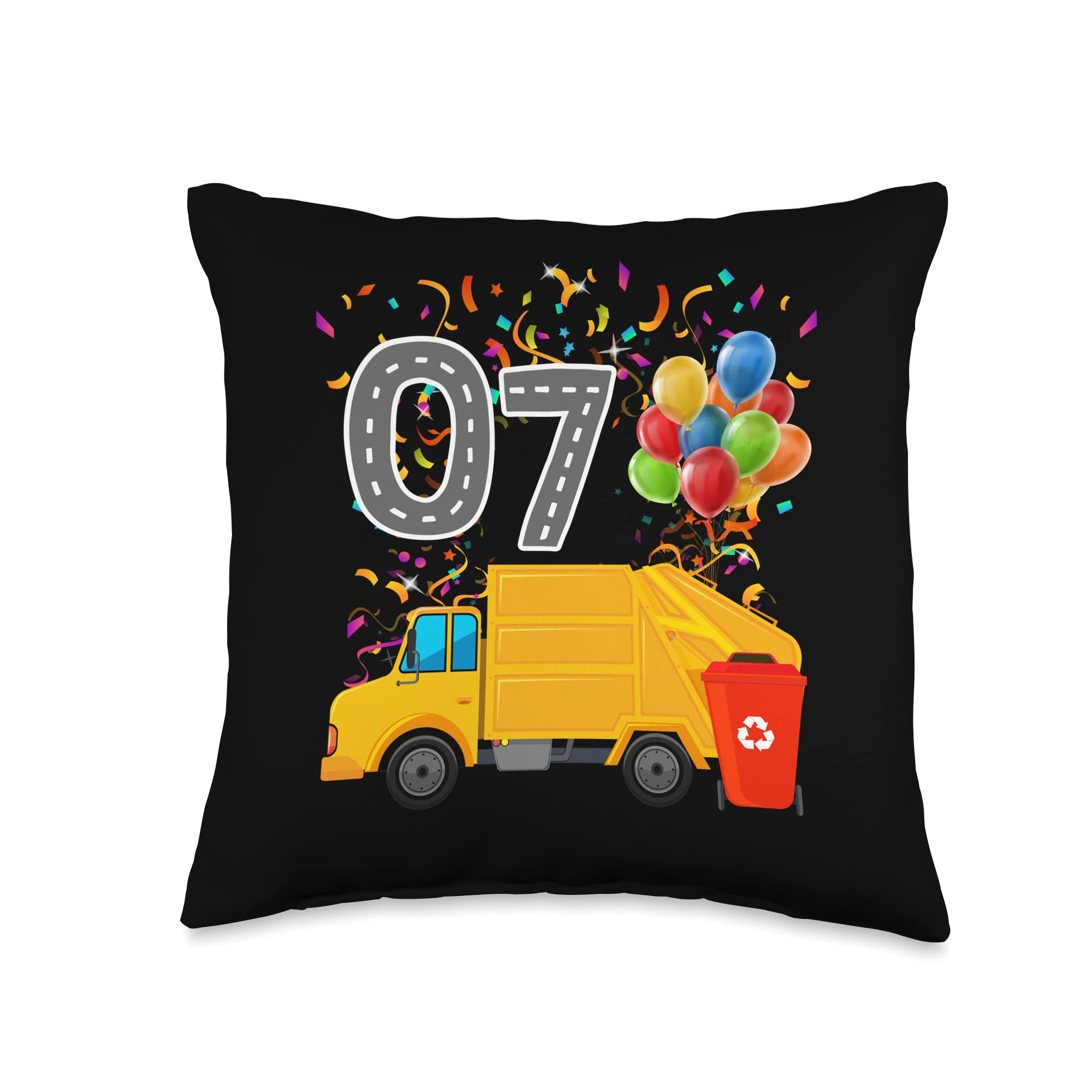 Garbage Truck Dumpsters Bin Birthday Pun Happy O7 Birthday Rear Loader Garbage Truck Throw Pillow, 16x16, Multicolor