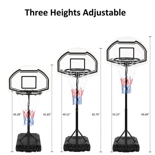 Ktaxon Poolside Basketball Hoop, Adjustable Height 3.7-4.4ft Swimming Pool Portable Basketball Hoop System with Fillable Base, 29" Backboard
