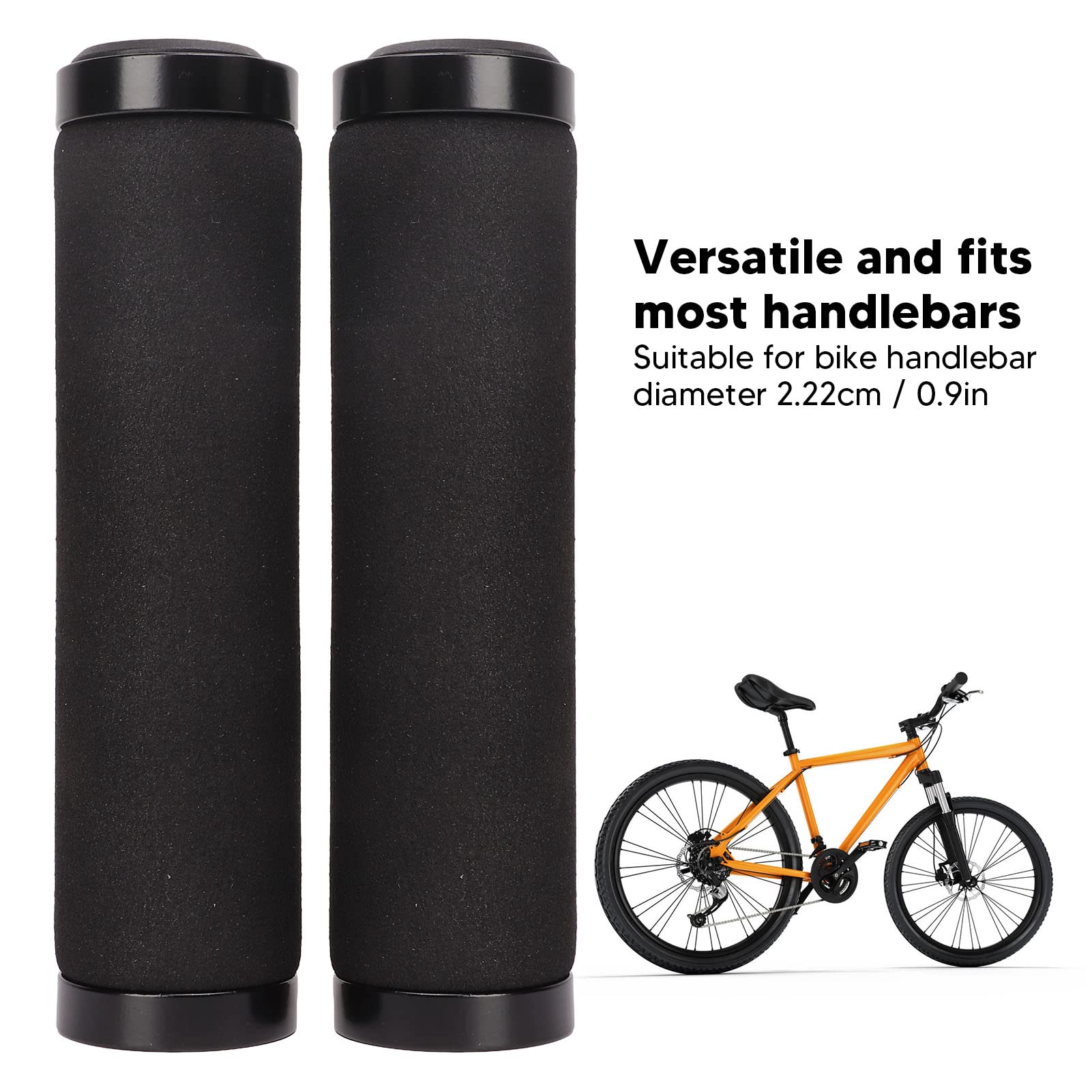 LAIONTY Bike Handlebar Grips Double Lock Sponge Comfortable Bike Handle Bar Replacement Parts Ergonomic Bike Cycling Accessory for 2.22cm Handlebar