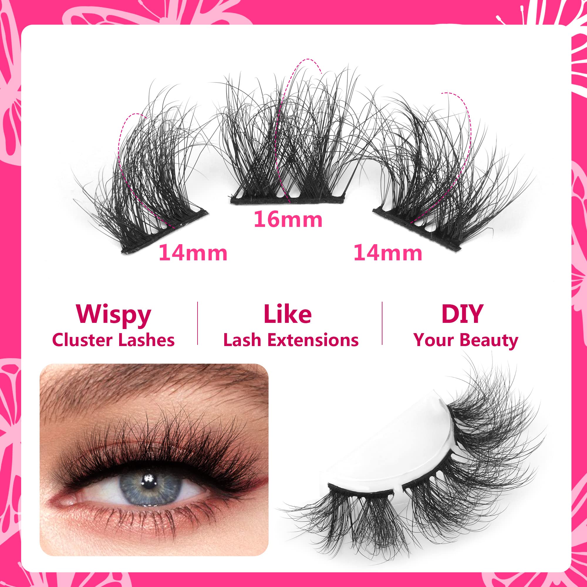 Natural Cluster Lashes Wispy False Eyelashes Natural Look DIY Individual Fluffy Mink Lashes Like Lash Extensions 6D Strip 6 Pairs Pack Fake Eyelashes by TNFVLONEINS