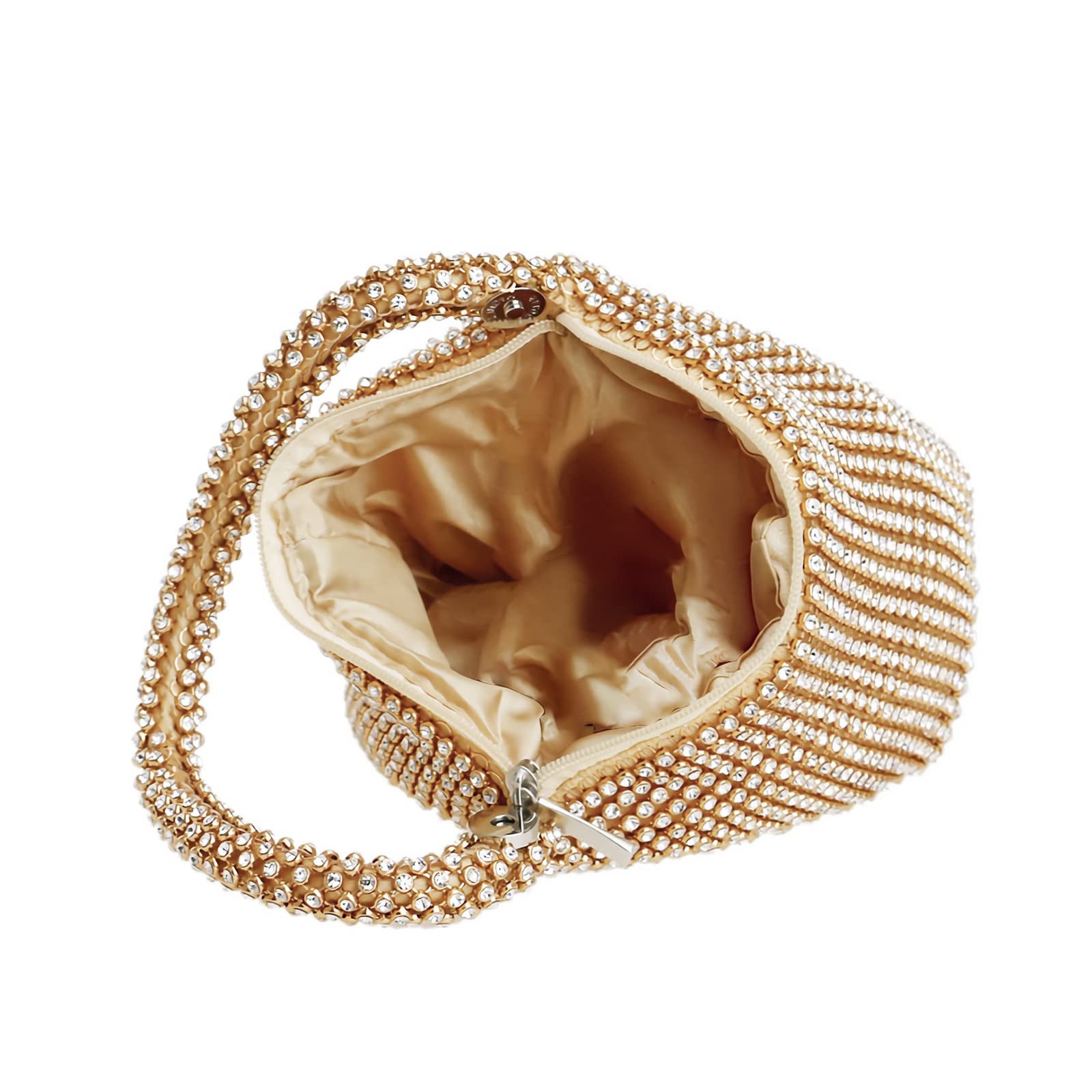 JAMBHALA Women Evening Clutch Bag Small Triangle Rhinestone Bling Wrist Purses for Party Wedding (Glod)