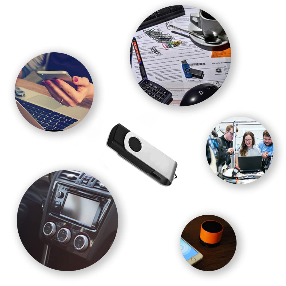 OLATEC 10 Pack Black USB 2.0 Flash Drives of 4GB 8GB 16GB Bulk Thumb Drives 360° Swivel Keychain Design Memory Sticks Pen Drive Data Storage USB Stick (4GB)