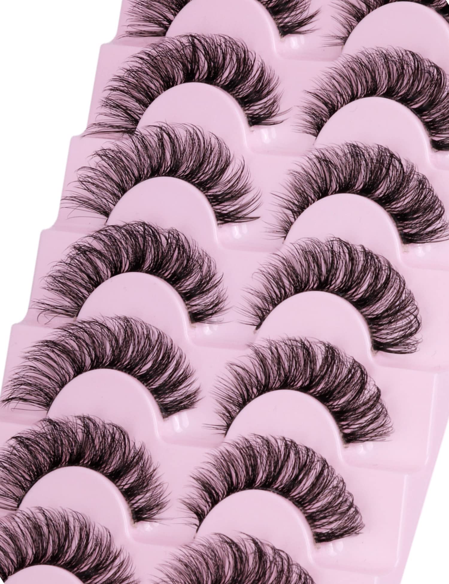 Natural Lashes That Look Like Extensions Mink False Eyelashes Fluffy Fake Eyelashes 5D Volume 16mm Cat Eye Lashes by EYDEVRO (Clear Band)