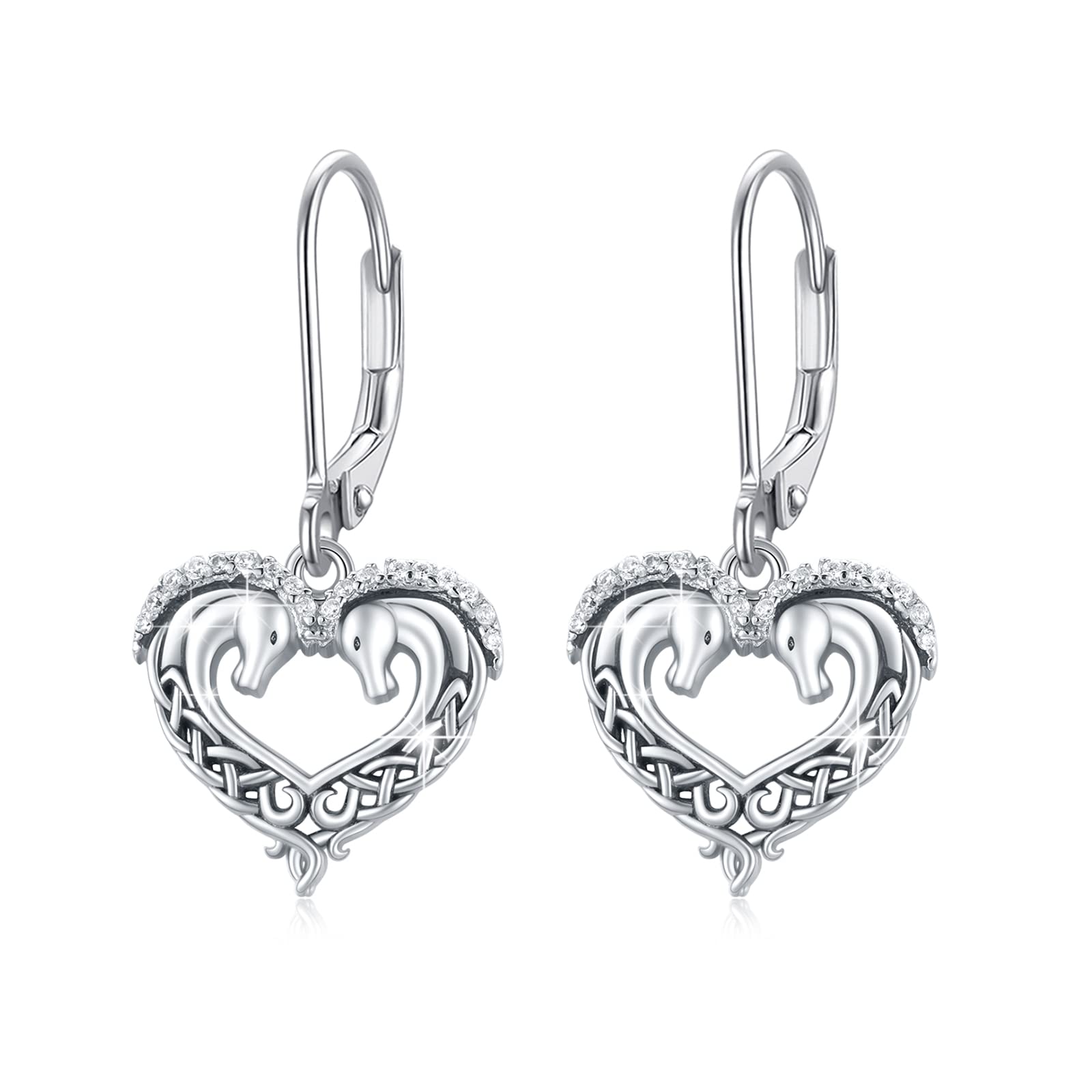 Horse Earrings for Women 925 Sterling Silver Horse Dangle Drop Earrings Celtic Horse Earrings Horse Jewelry Gifts for Women Horse Lovers