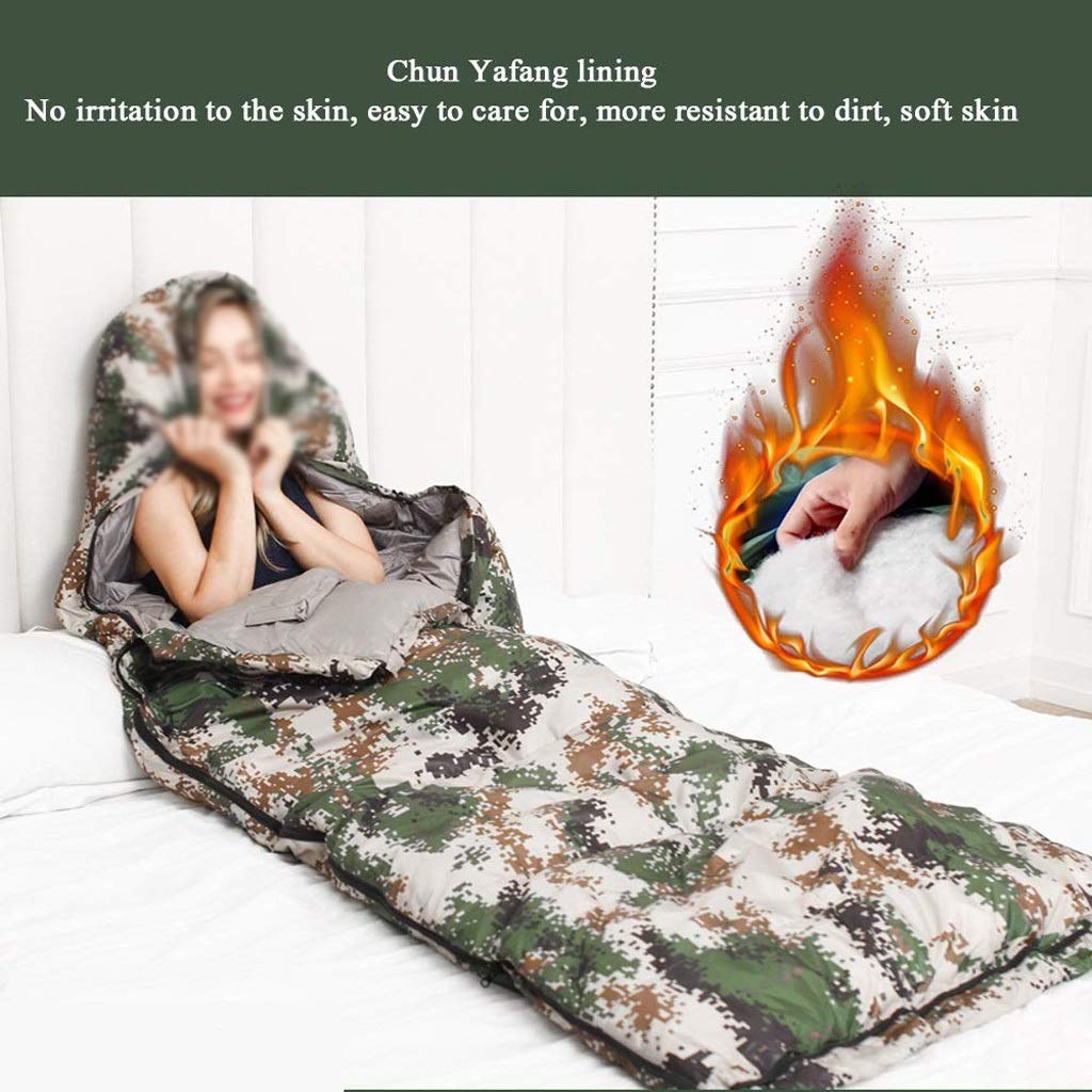 LMMDDP Sleeping Bag Indoor and Outdoor Use,Compact for Camping, Hiking, Backpacking, Traveling,Teens and Adults,Waterproof Camo Warm Sleeping Bag (Color : E)
