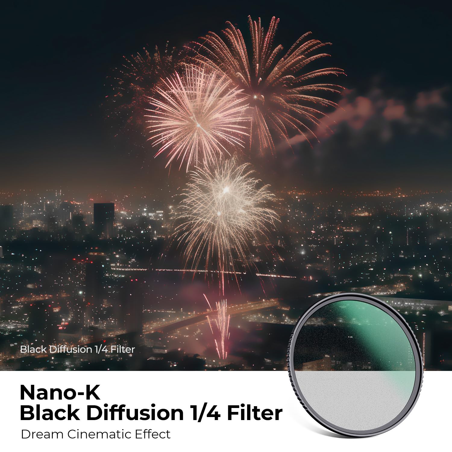 K&F Concept 67mm Black Diffusion 1/4 Filter Mist Cinematic Effect Filter with 18 Multi-Layer Coatings for Video/Vlog/Portrait Photography (K-Series)