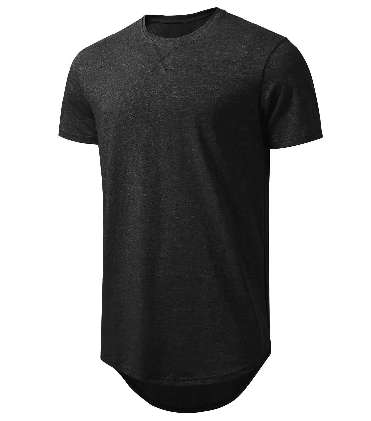 LETAOTAO Tall Mens Workout Shirts Hipster Slim Fit T-Shirts Longline Drop Cut Gym Muscle Tee