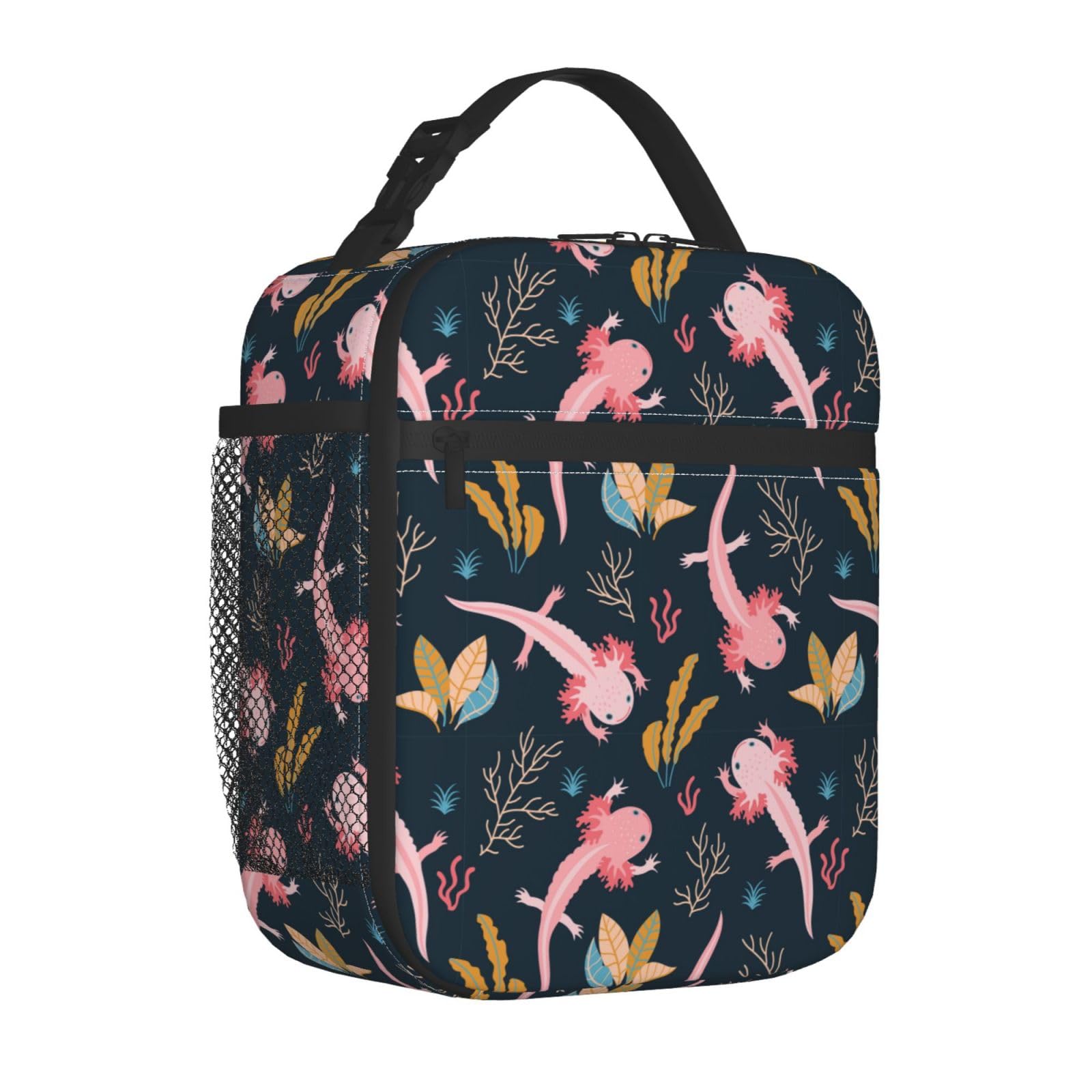 Greatreme Axolotls Lunch Bag For Men Women, Reusable Insulated Lunch Bag Portable Lunch Tote