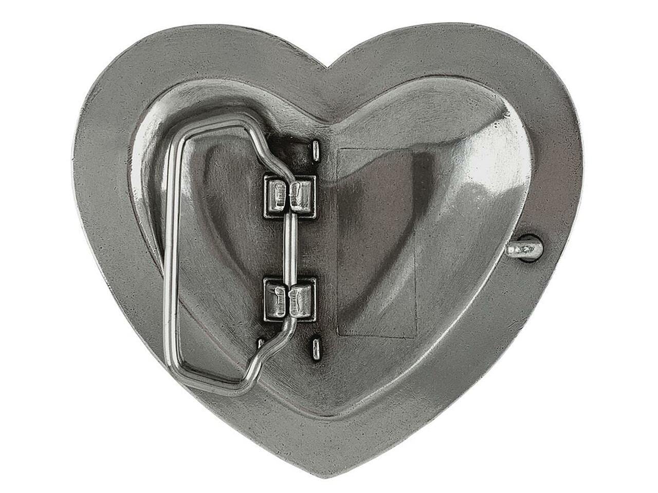 HA0478 Antique Floral Engraved Heart Berry Belt Buckle Fits 1-1/2"(38mm) Belt (Antique Silver)