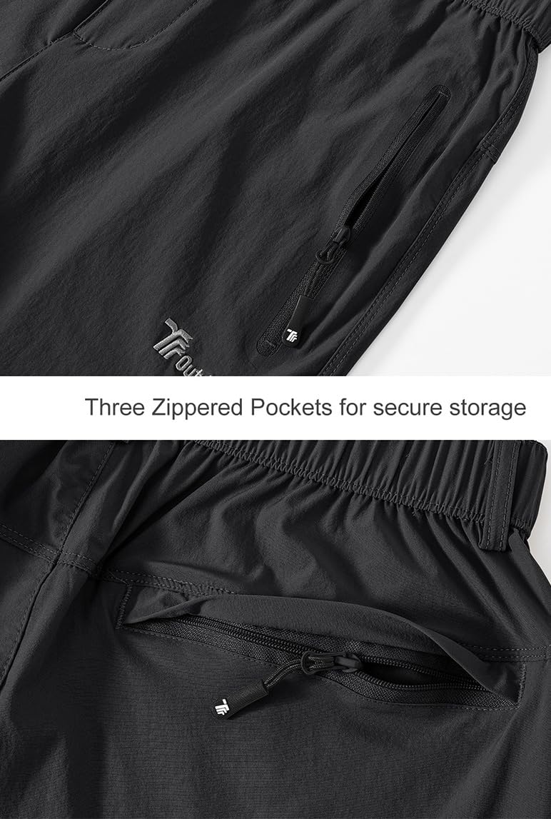 Gopune Women's Hiking Pants Lightweight Quick Dry Water Resistant Elastic Waist Workout Travel Athletic Joggers (Black,S)