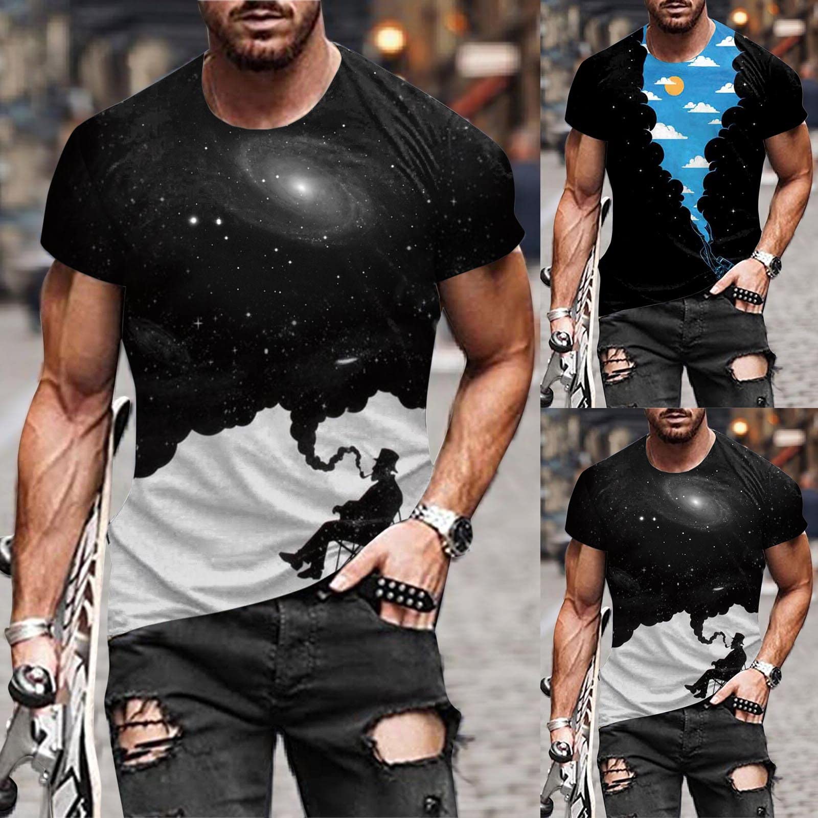 Jaqqra Mens T Shirt,Men's Graphic T-Shirt Short-Sleeve Athletic Running Gym Workout Casual Tee Shirts Pullovers