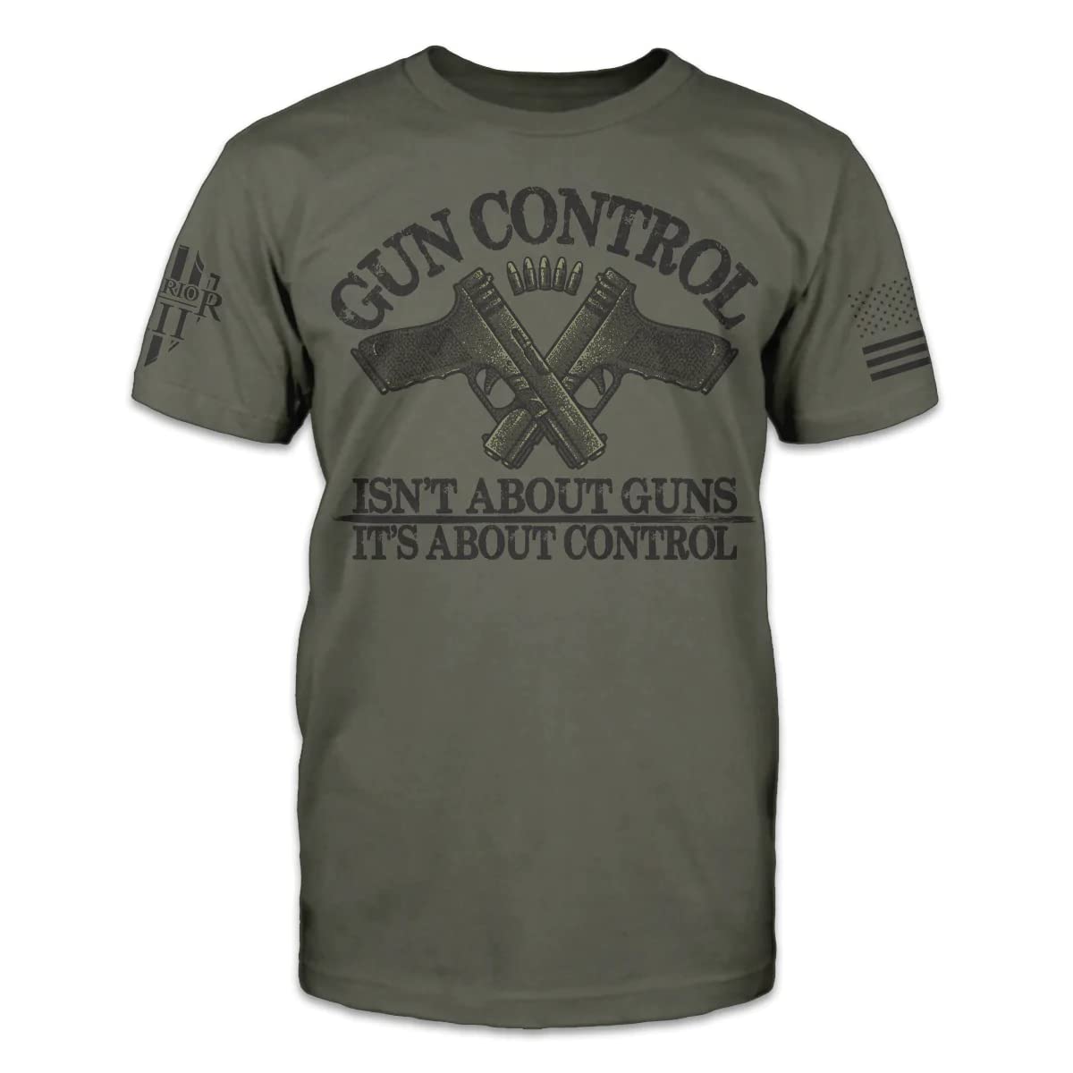 Its Not About Guns T-Shirt Patriotic Tribute Tee | American Pride Veteran Support Shirt | 100% Cotton Military Apparel | Green, XX-Large