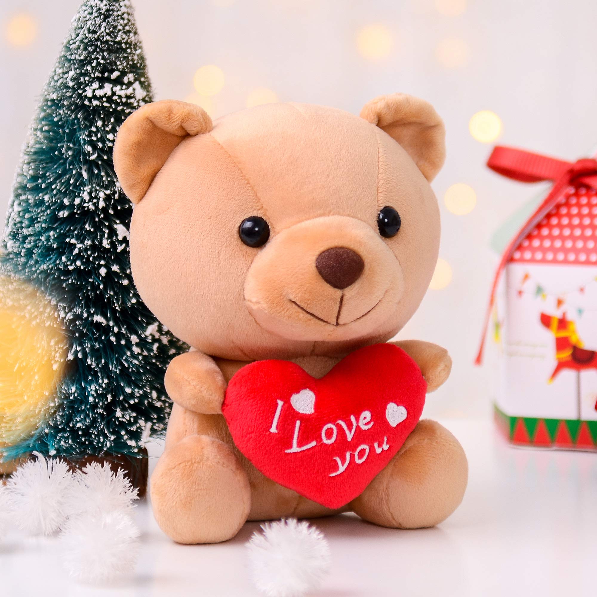 Gloveleya for Mom I Love You Stuffed Teddy Bear Gifts for Mom Holding Heart Bear Plush Toy 6 Inches