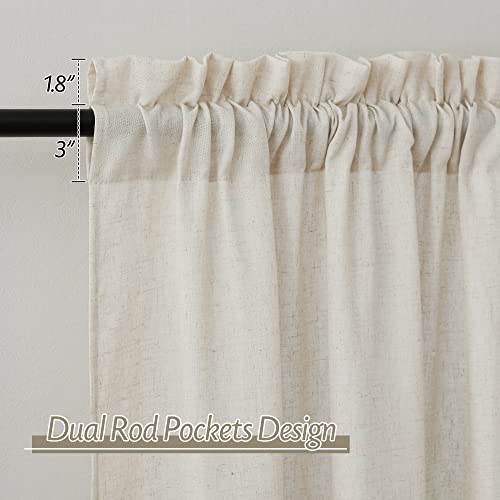 RYB HOME Semi Sheer Curtains 84 inches Long 2 Panels Set, Soft Linen Blend Sheer Privacy Curtains Soften Sunlight Drapes for Farmhouse Living Room Bedroom Patio Dining, W 52 x L 84 inch, Linen