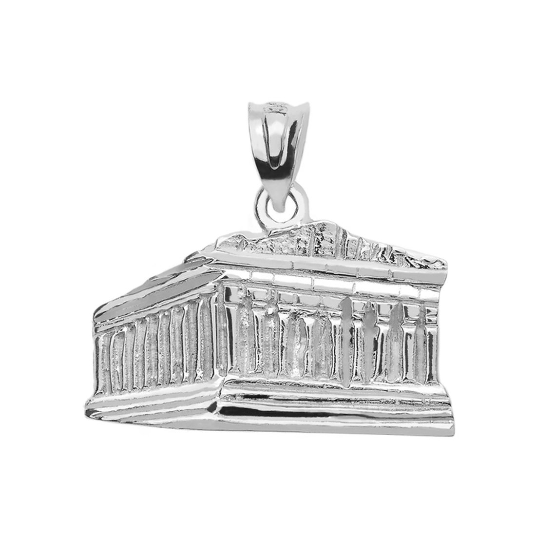 Greek Temple Parthenon Akropolis Charm Pendant in 925 Sterling Silver