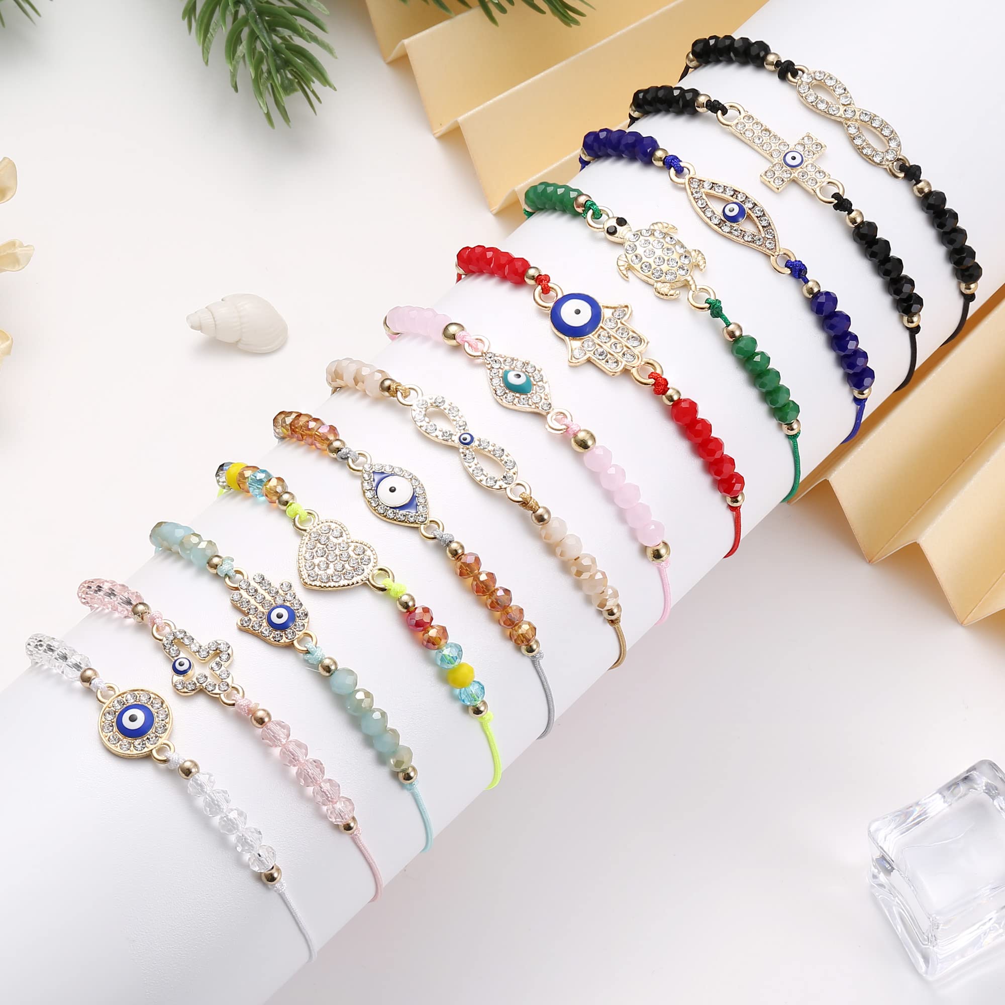 Jstyle 24Pcs Evil Eye Bracelets for Women Mexican Bracelets Set Adjustable Evil Eye Jewelry Red String Knot Bracelet Hamsa Protection Mal De Ojo Bracelets Pack A