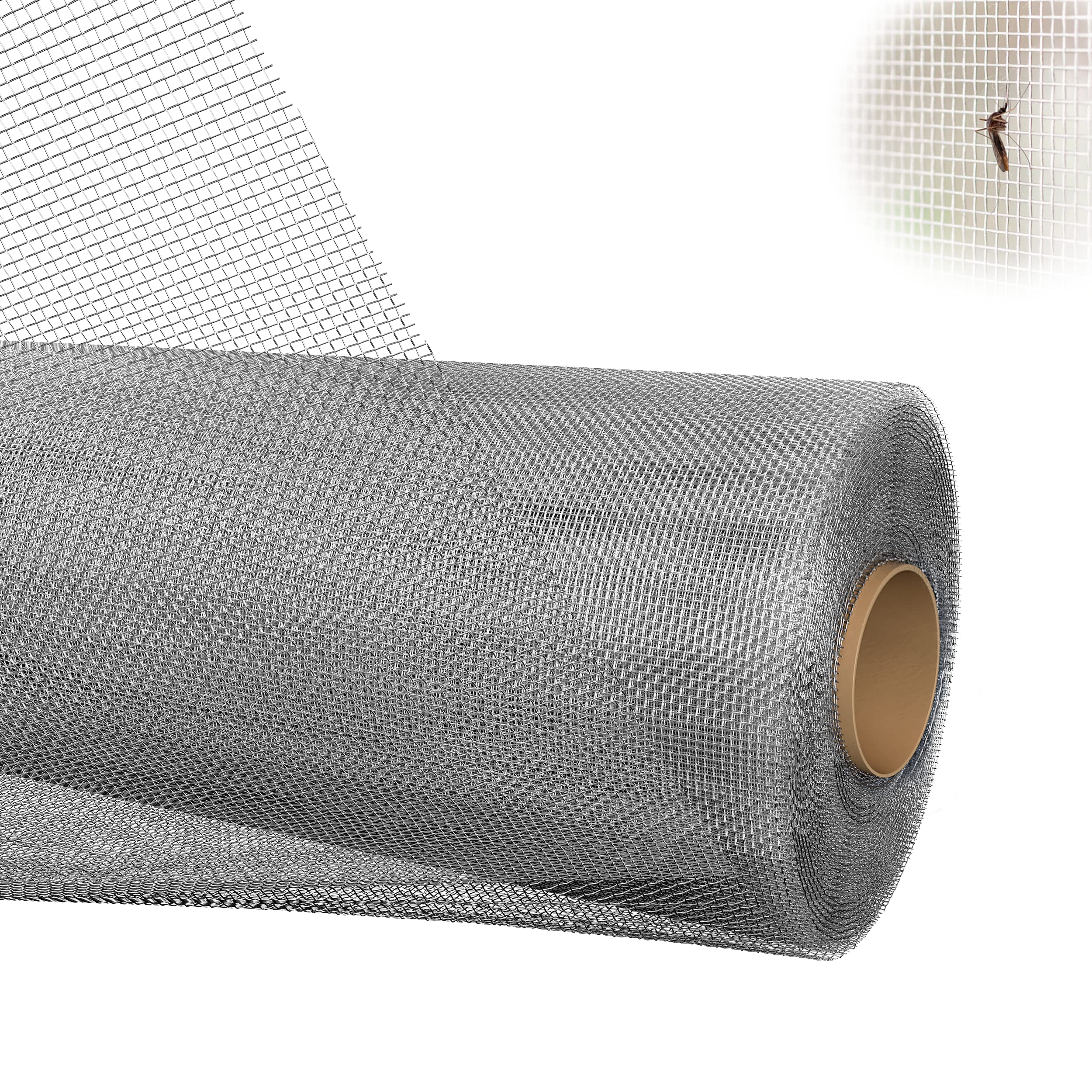 HOMLARK Wire Mesh Screen (50"x120")-Durable Stainless-Steel Mesh Screen -Easy to Cut & Install -Ideal for Windows, Effective Barrier Against Bugs,Mice & Birds (1, 50x120 Inches (Plain Weave, 30 Mesh))