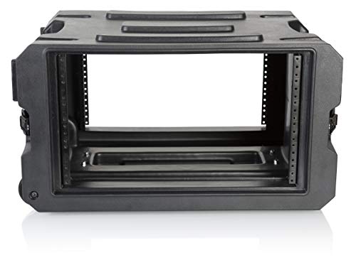 Gator Cases Pro Series Rotationally Molded 6U Rolling Rack Case with 19" Depth, Tow Handle & Recessed Wheels; Made in USA (G-PROR-6U-19),Black