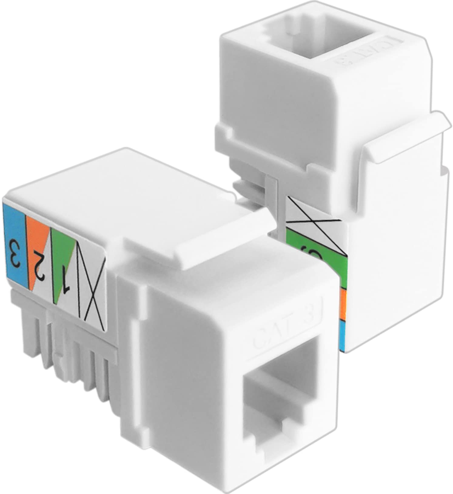NECABLES 2Pack CAT3 Telephone Keystone Jack Phone Keystone Jack Punch Down Type 110 IDC to RJ11/RJ12 6P6C Female White