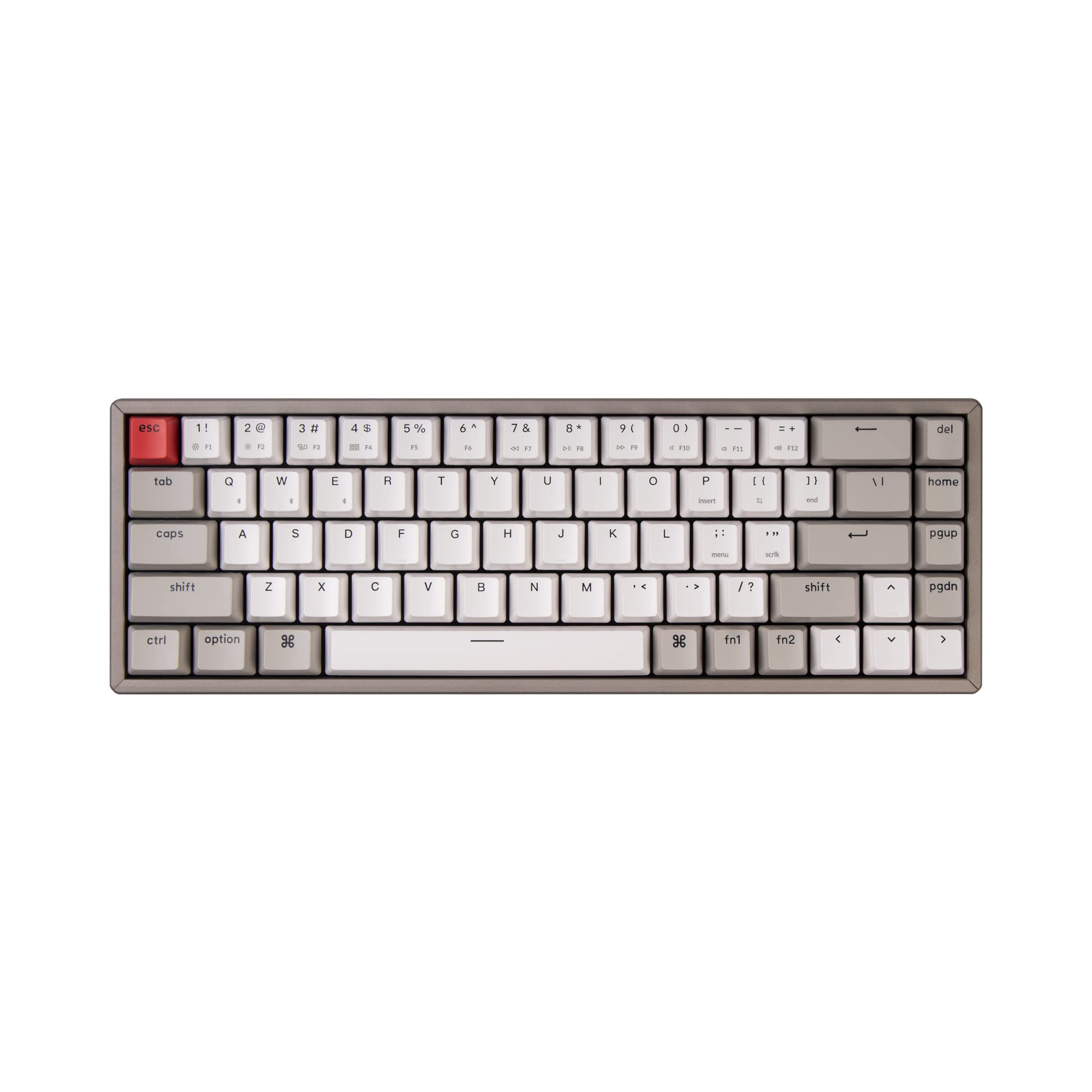 Keychron K6 68-Keys Hot-Swappable Wireless Mechanical Keyboard for Mac, 65% Compact, Bluetooth, Aluminum Frame, Wired Gaming Keyboard for Windows Non-Backlit with Keychron Red Switch