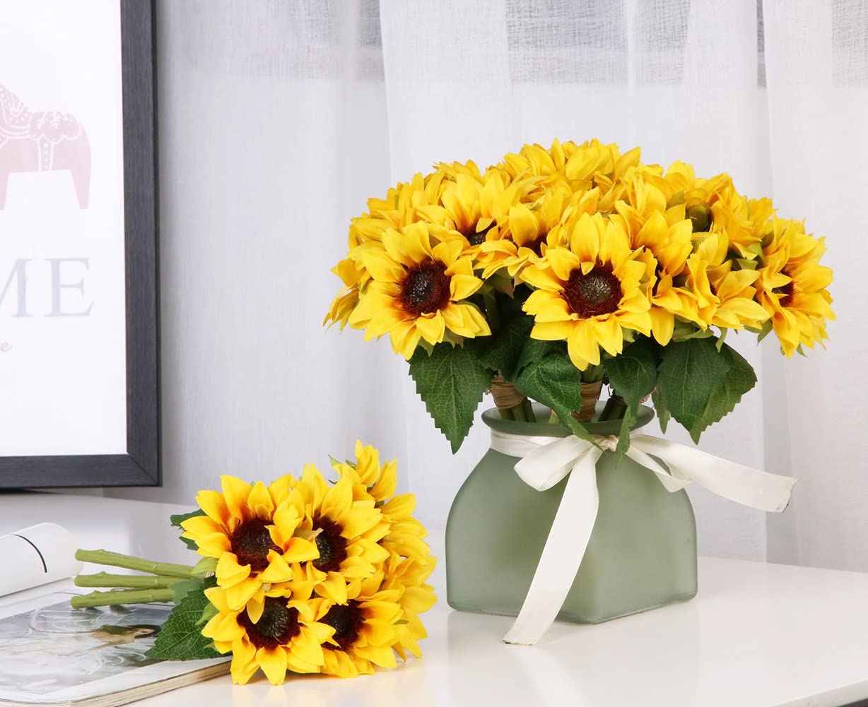 Gumolutin 6 Pcs Artificial Sunflower Bouquet for Wedding Bouquet, Home Kitchen, Ground Garden, Wedding Decoration