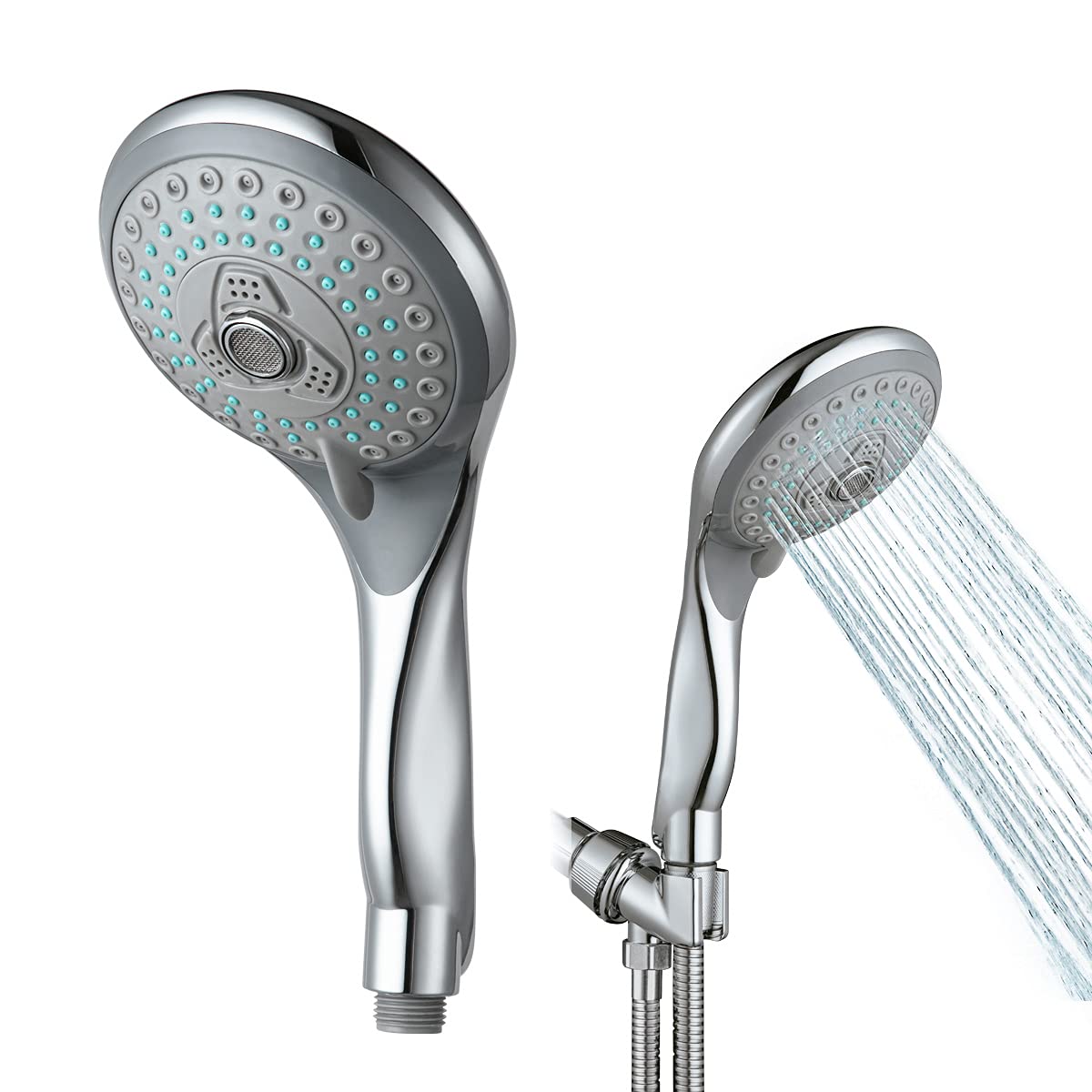 High Pressure 4.7" High Flow Shower Head with Handheld, 5 Spray Setting Shower Head with 70" Stainless Steel Shower Hose and Adjustable Bracket, Chrome Finish