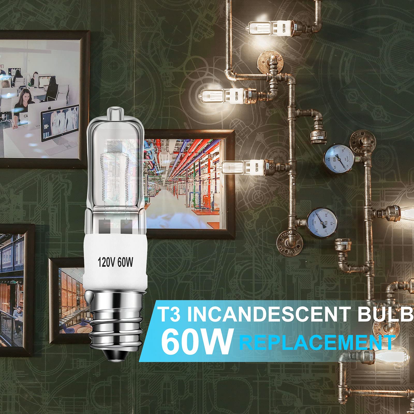 Honoson Incandescent Bulb 120V 60W Bulb E12 (Candelabra) Base Krypton Light Bulb (4)