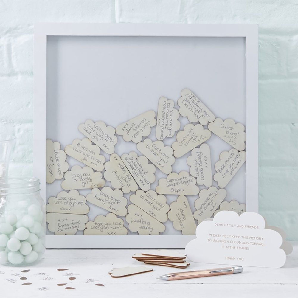 Ginger Ray Cloud Drop Top Frame Baby Themed Guest Book - Hello World, 0.1" x 0.1"