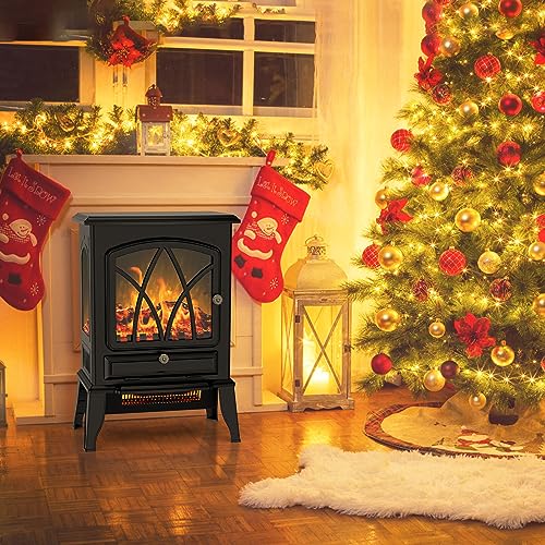 ZIONHEAT 3D Infrared Heating Electric Fireplace Stove, Freestanding Fireplace Heater, Adjustable Brightness and Heating, Overheating Protection System, 1000w/1500w