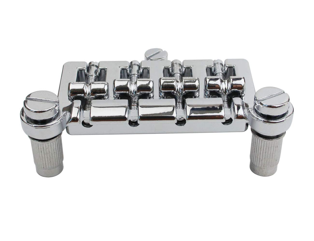 Guyker 3 Point 4 String Bass Bridge Tailpiece – Zinc Alloy Bridges Tailpiece with Saddle Replacement Parts for Bass (BG004)