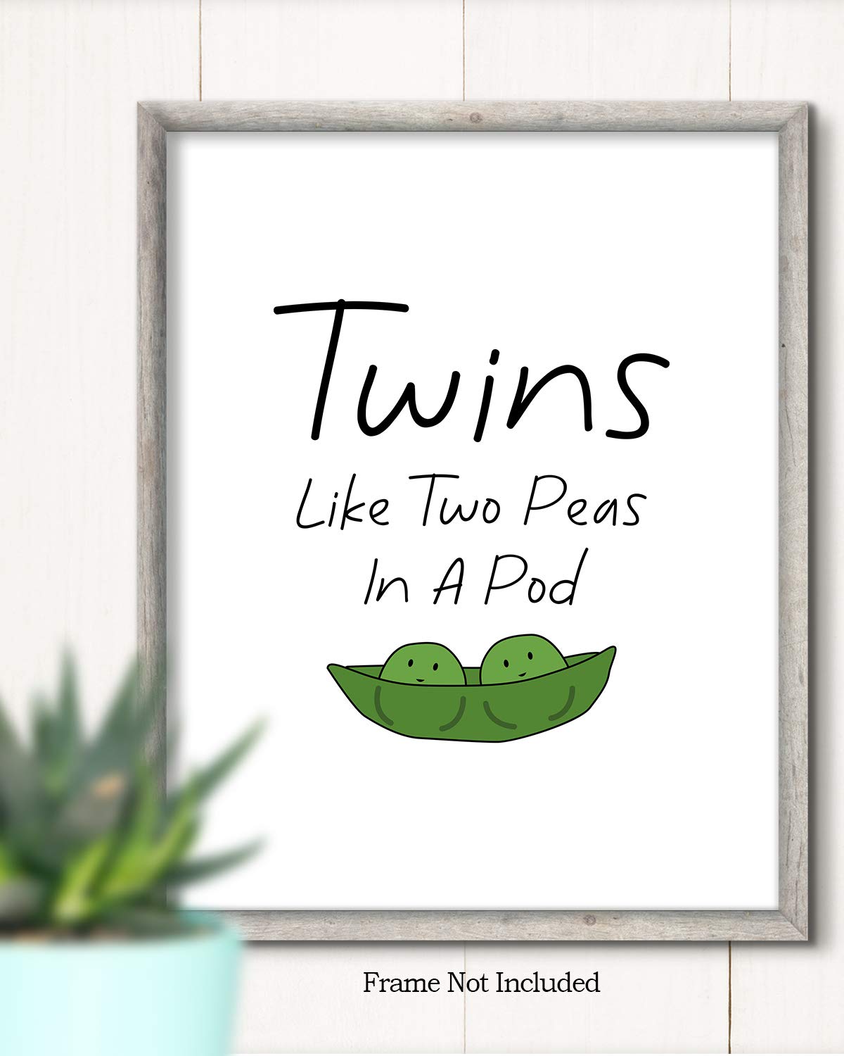Govivo Twins | Like Two Peas In A Pod - Wall Decor Art Print with a black background - 8x10 unframed typography artwork printed on photograph paper