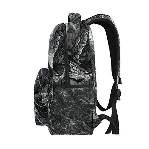 ZZKKO Sea Monster Kraken Black and White Boys Girls School Computer Backpacks Book Bag Travel Hiking Camping Daypack