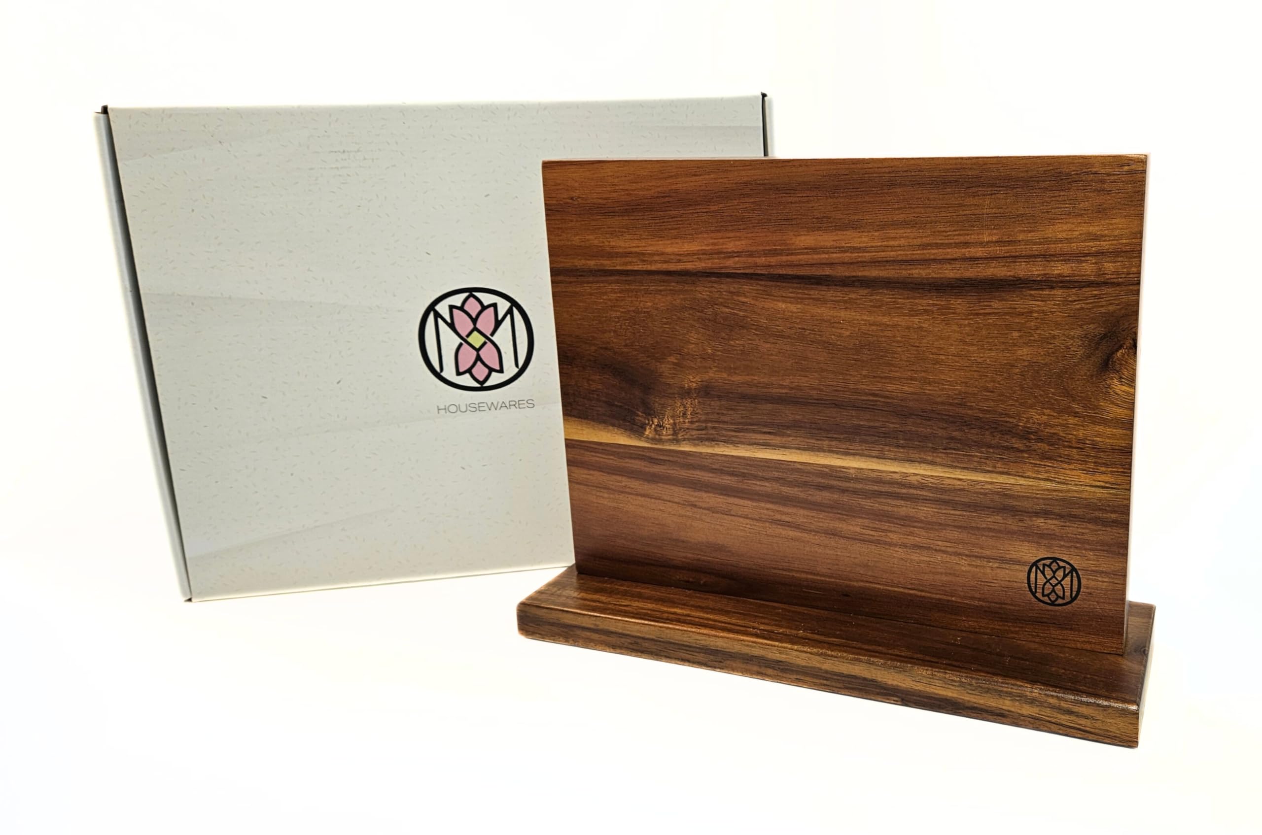 Omni Felix Magnetic Knife Block, Clean and Efficient Knife Holder and Storage, Beautiful Natural Acacia Wood Knife Display Stand, Strong Magnetic Double Sided Kitchen Knife Holder