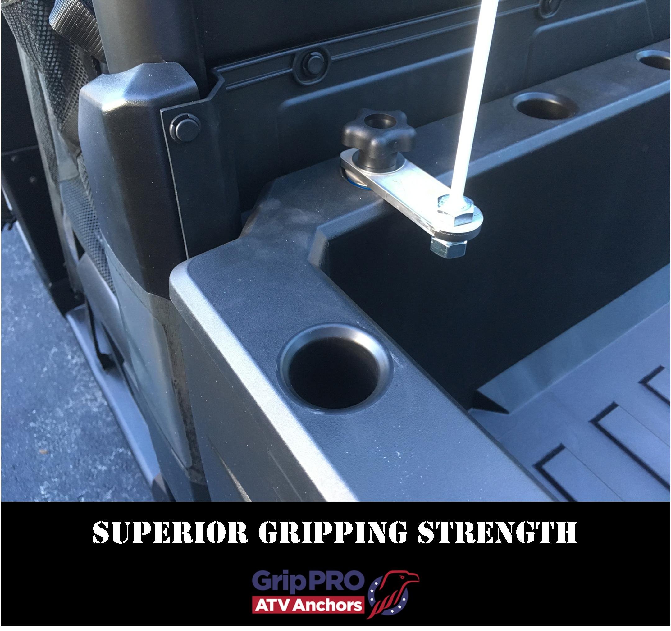 GripPRO ATV Anchors Flag Mount Designed to fit Polaris Ranger Lock & Ride Holes - ATV/UTV Flag Pole Holder - Quick Release Bracket FITS Ranger NOT RZR